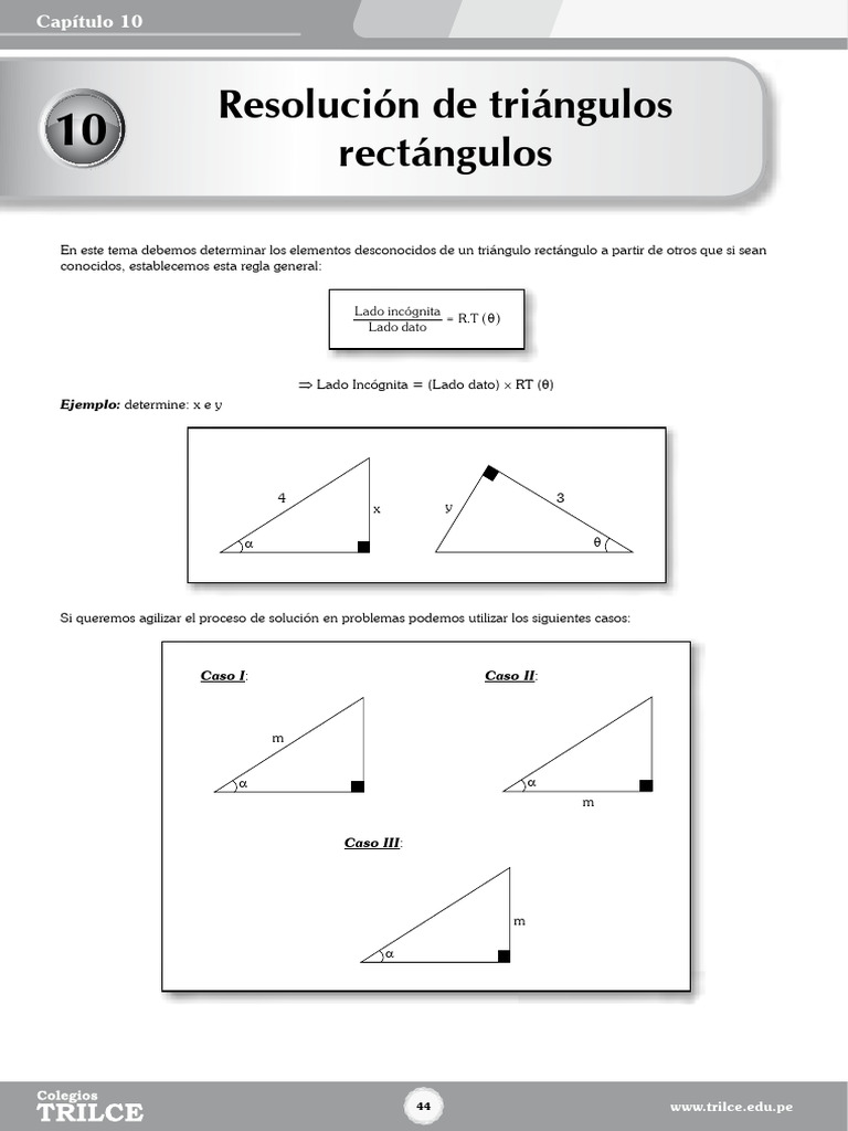 Tema 10 Resolucion de Triangulos Rectangulos | PDF