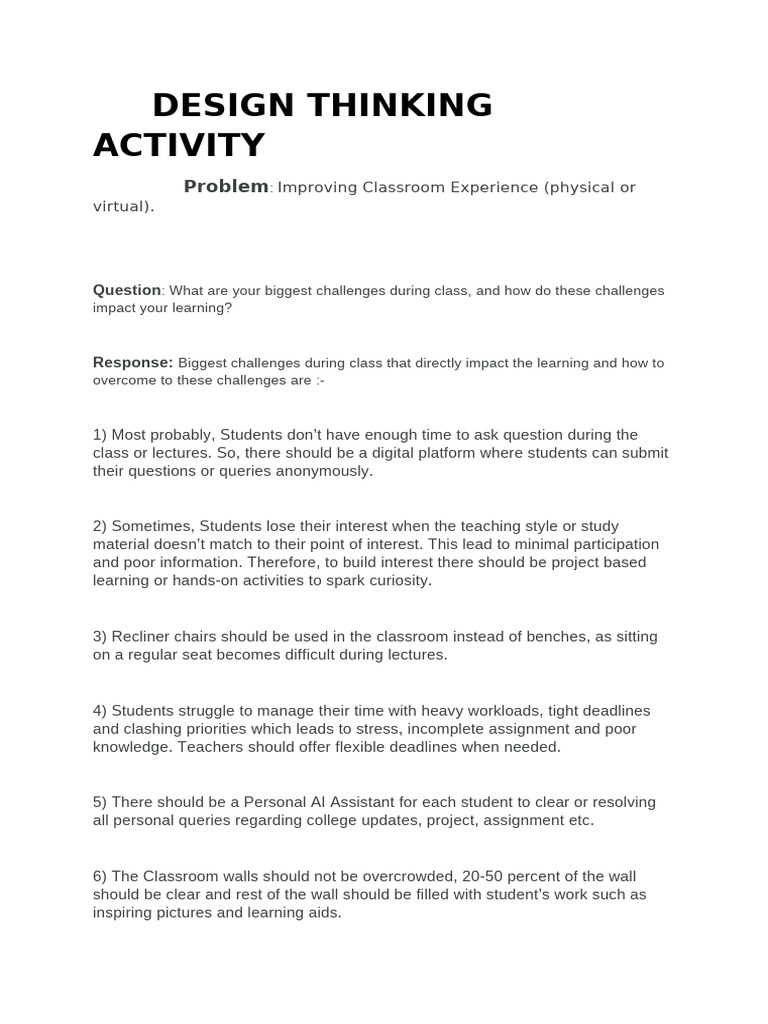 Design Thinking Activity | PDF