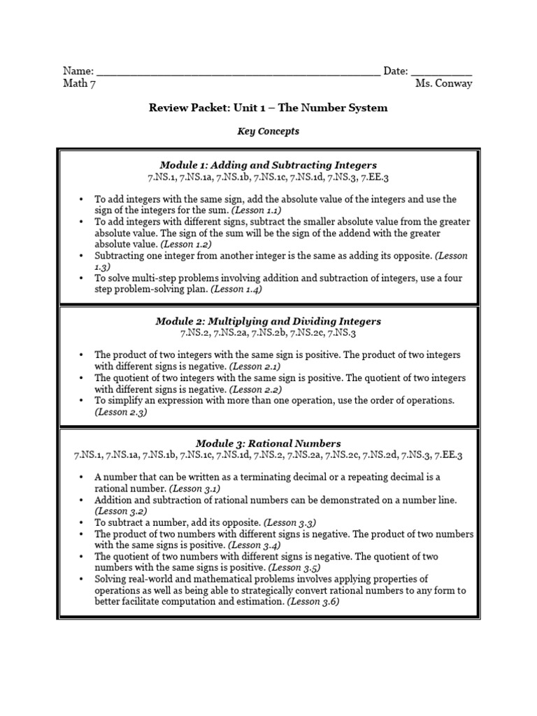 Unit 1 Review Packet | PDF