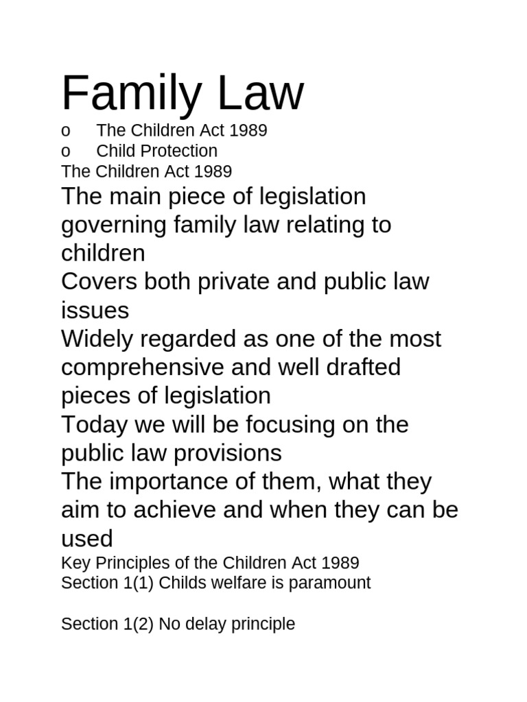 Family Law - Child Protection One | PDF