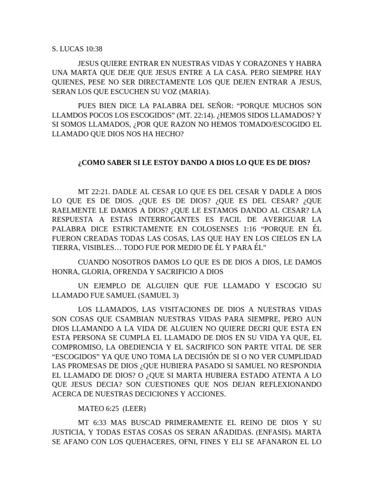 Predicacion, Marta Marta Trsite y Afanada | PDF