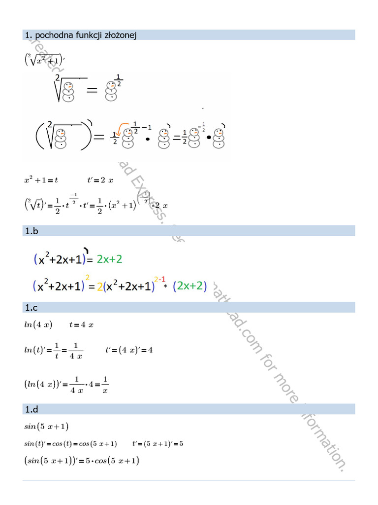 Pochodna Funkcji Złożonej, Dzielenia, Mnożenia, Monotoniczność | PDF