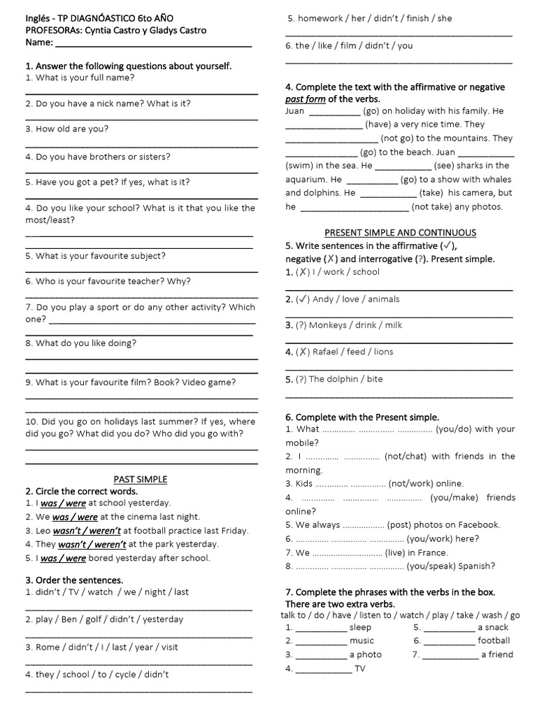 2024 - TP DIAGNÓSTICO 6to año 751 | PDF