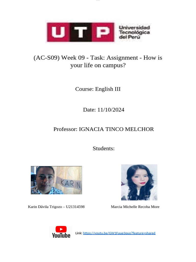 AC-S09-Week09-Task-Assignment-How Is Your Life On Campus | PDF