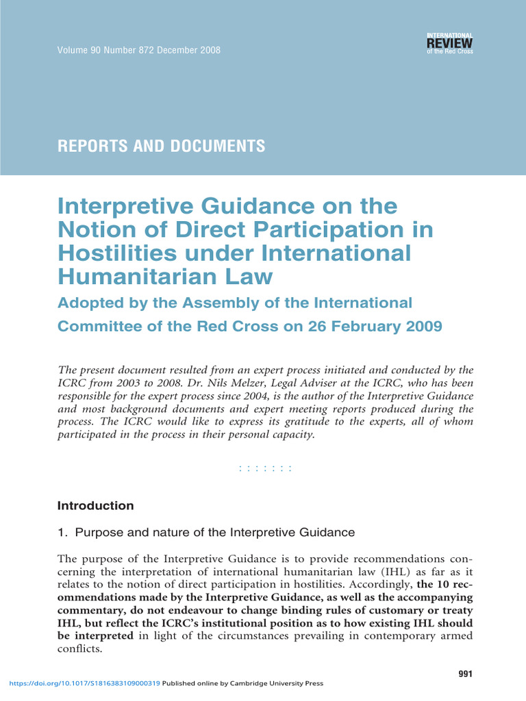 Interpretive Guidance On The Notion of Direct Participation | PDF