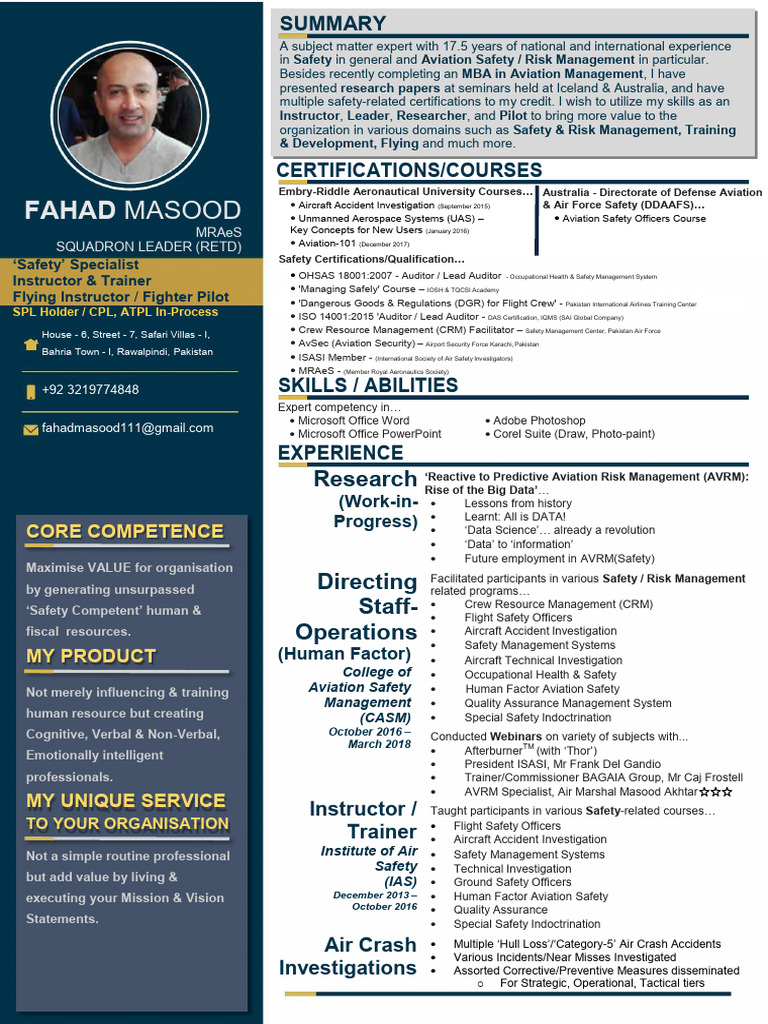 CV Fahad Masood Safety 19-02-2019 | PDF