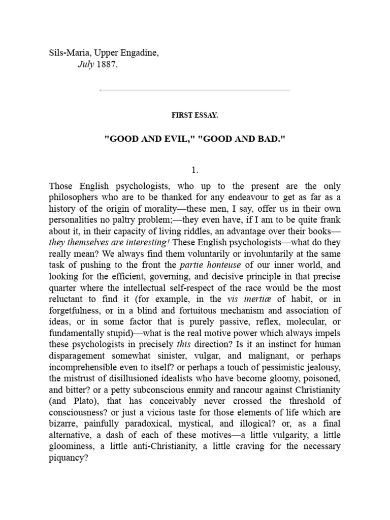 Nietzsche First Essay | PDF