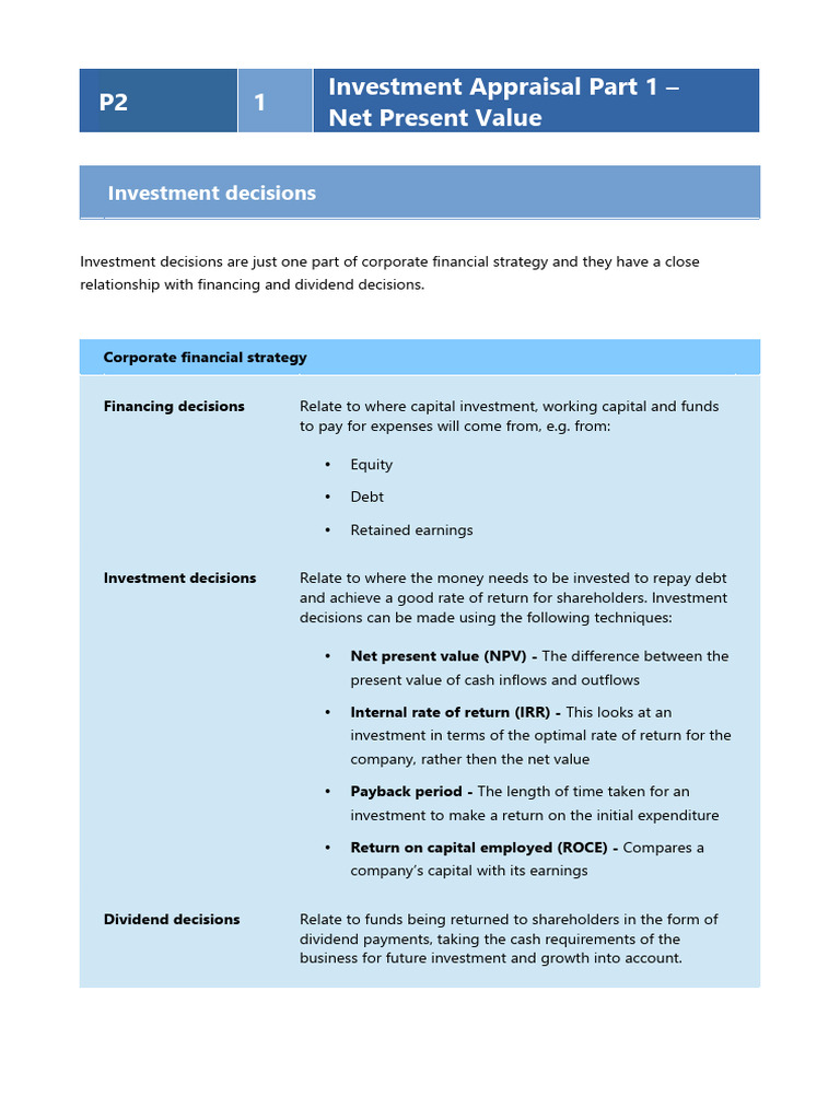 P 2 Chapter 1 | PDF | Net Present Value | Financial Economics