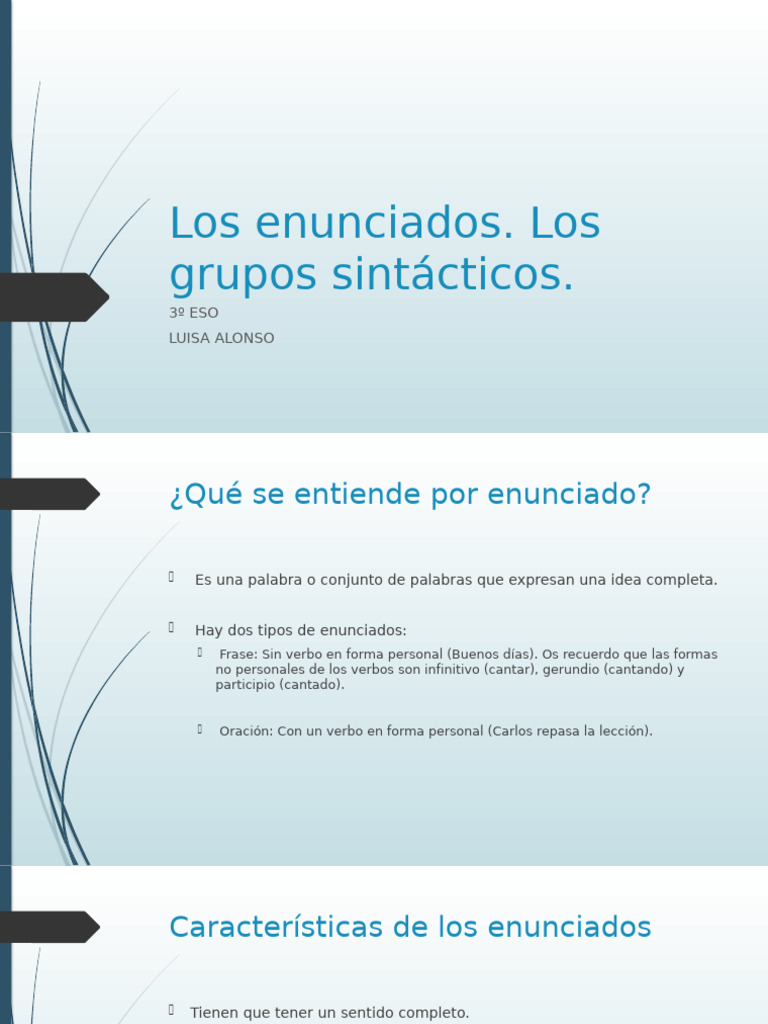 Teoria. Los Enunciados. Los Grupos Sintacticos | PDF