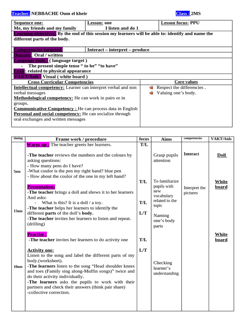 2MS Sequence One Name The Different Parts of The House | PDF