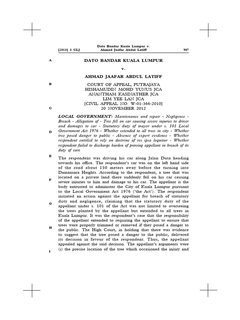 Dato Bandar Kuala Lumpur v. Ahmad Jaafar Abdul Latiff (COA) | PDF
