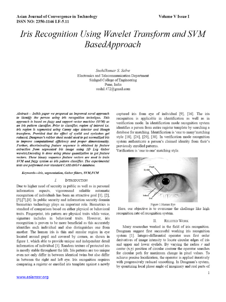 Iris Recognition Using Wavelet Transform and SVMBasedApproach | PDF