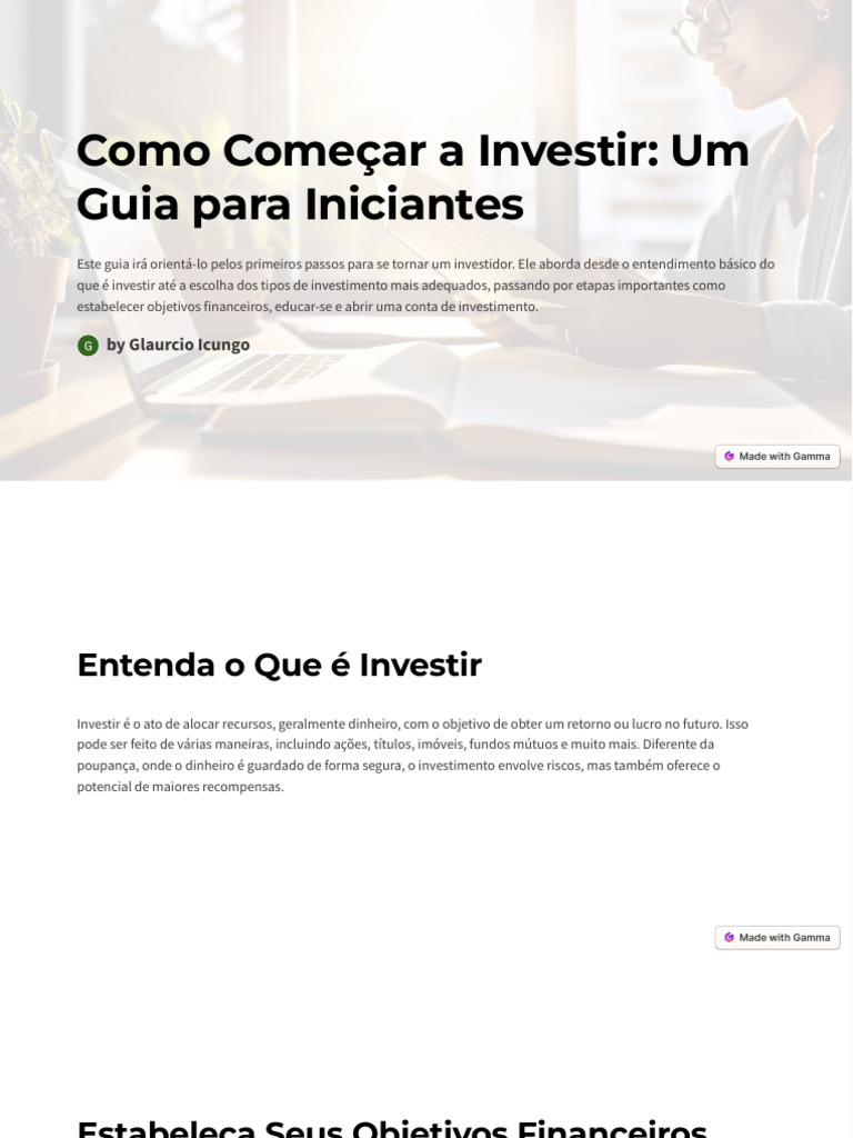 Como Comecar A Investir Um Guia Para Iniciantes Pdf