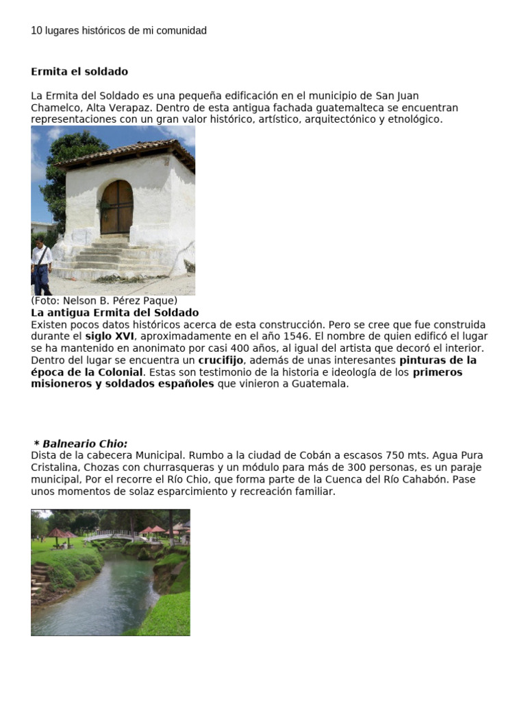 10 Lugares Históricos de Mi Comunidad | PDF