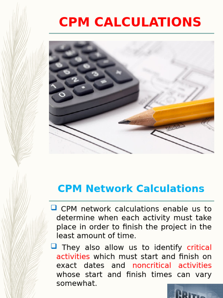 Lec 07 CPM Calculations | PDF