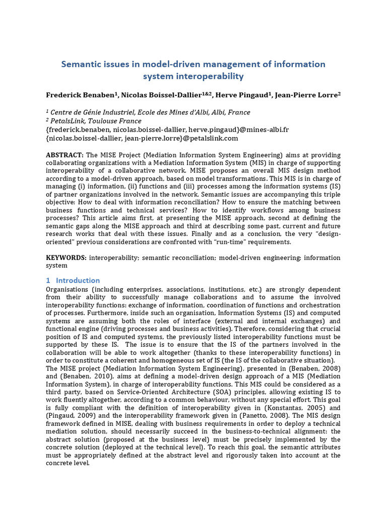 Semantic Issues in Model Driven Manageme | PDF