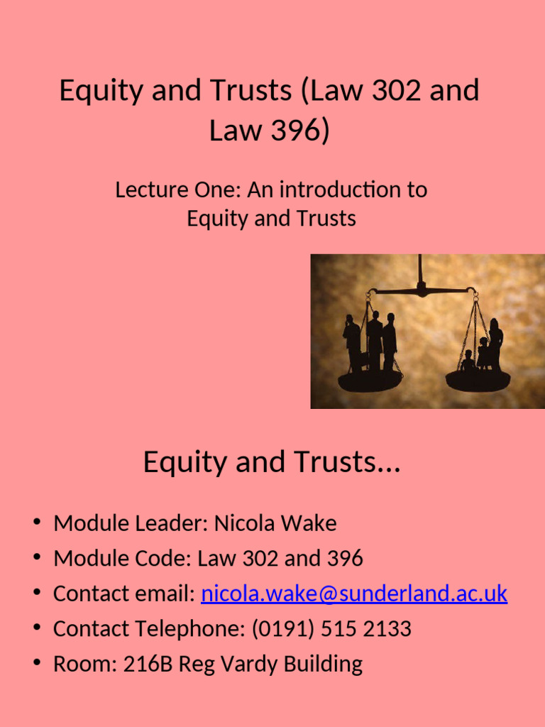 Lecture 1 An Introduction To Equity and Trusts | PDF