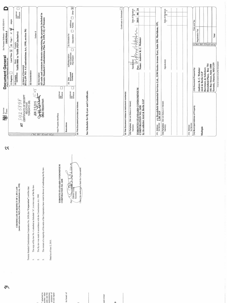By Law No. 4 - Standard Unit Bylaw | PDF