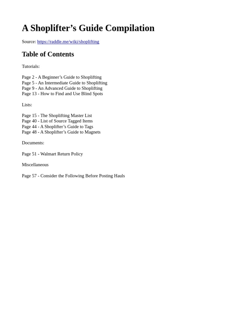 A Shoplifter's Guide Compilation | PDF