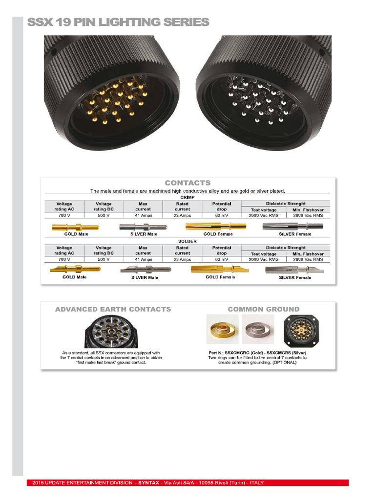 SSX Contacts Technical Data | PDF