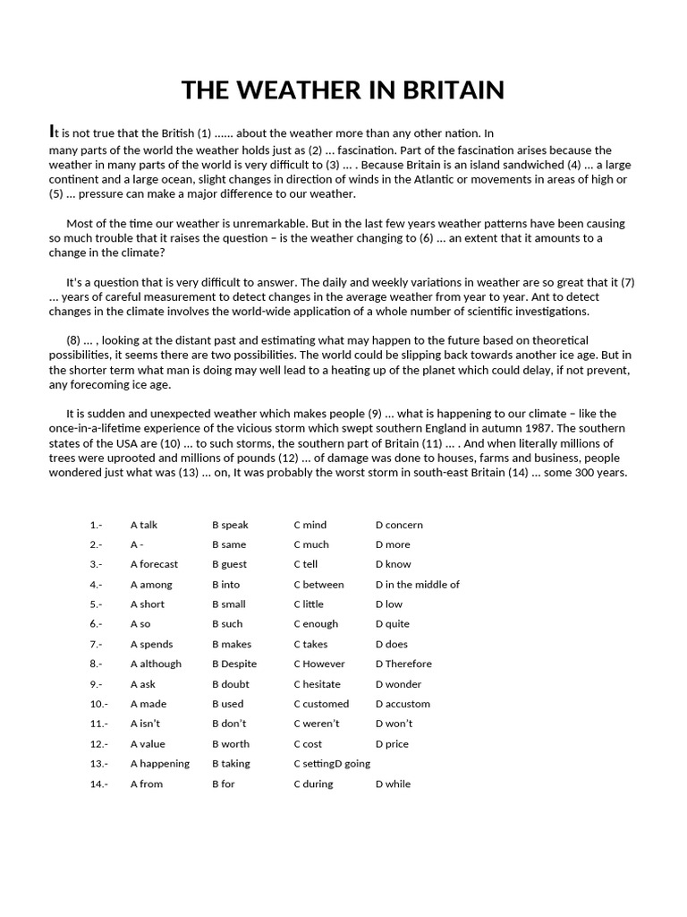 Multiple Choice Cloze Text - 5138 | PDF