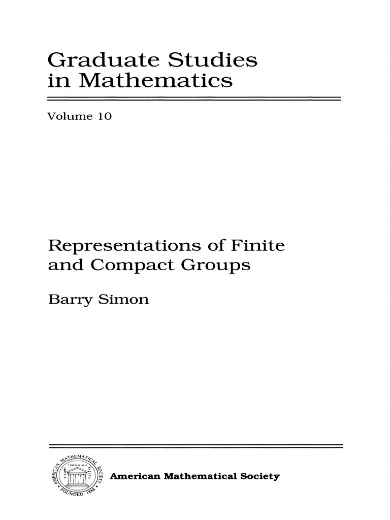 (Graduate Studies in Mathematics 10) Barry Simon - Representations of Finite and Compact Groups ...