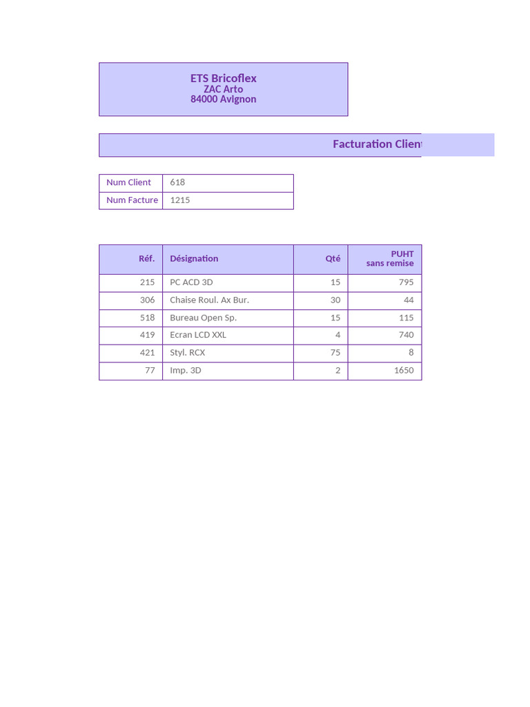Facturation Client | PDF