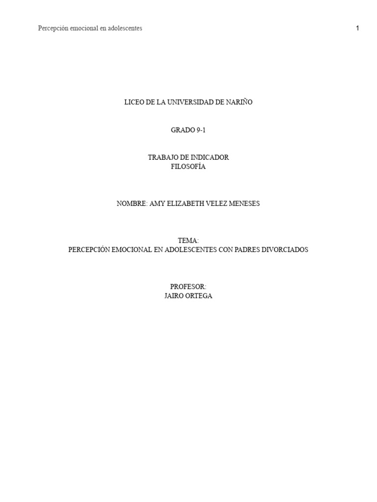Percepción Emocional en Adolescentes | PDF