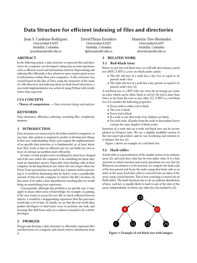 2017 Data Structures For Efficient Indexing of Files and Directories - Removed | PDF