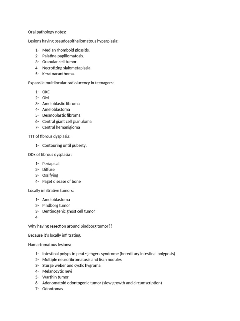 Oral Pathology Notes | PDF