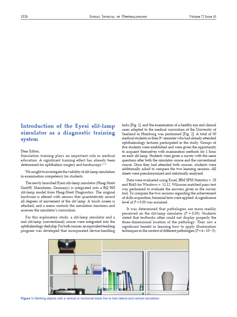 Introduction of The Eyesi Slit Lamp Simulator As A.30 | PDF