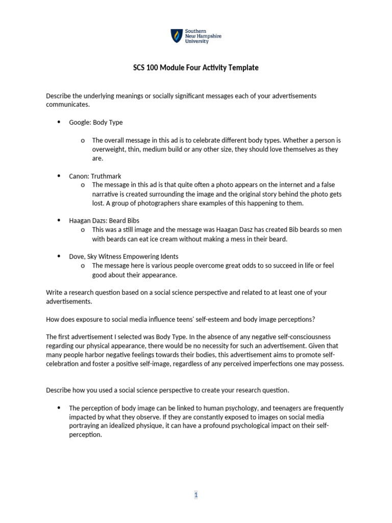SCS 100 Module Four Activity | PDF