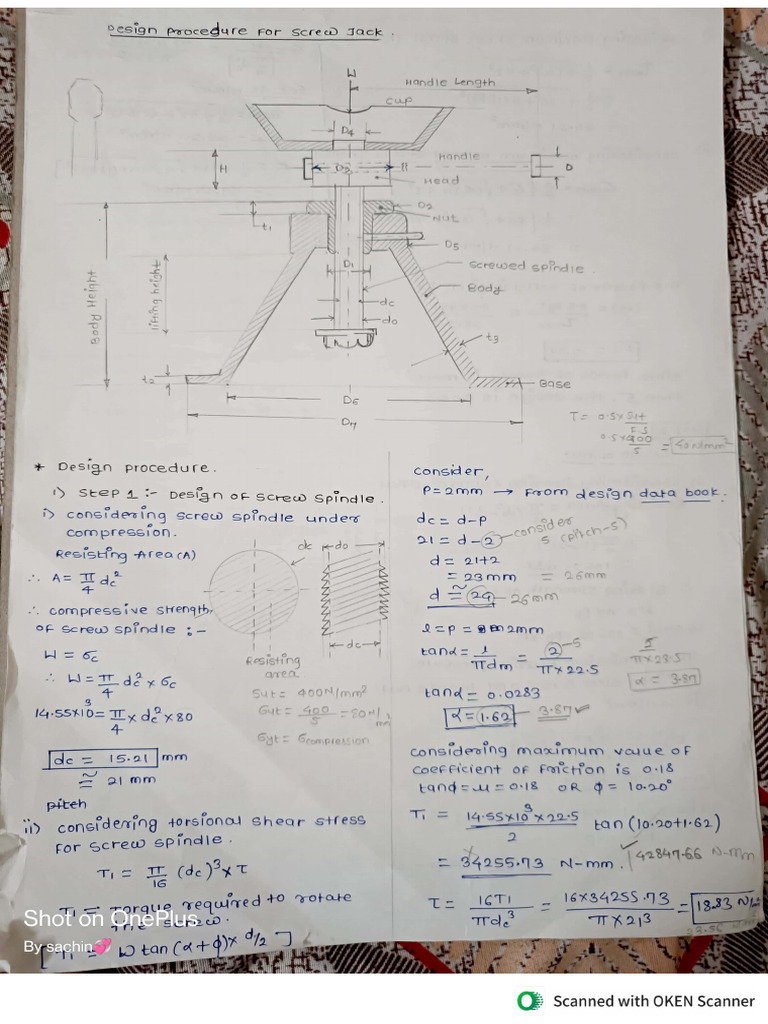 Screw Jack Design Procedure | PDF