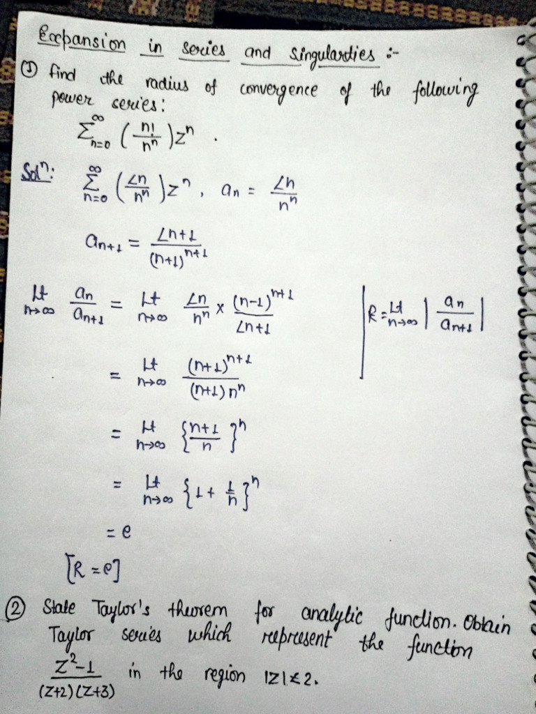 Expansion in Series and Singularity | PDF