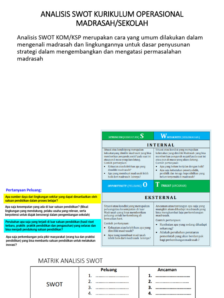 Analisis SWOT Kur Oprs Madrasah | PDF
