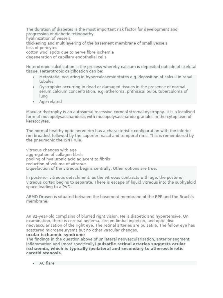 Pathology Ophthalmology Notes | PDF