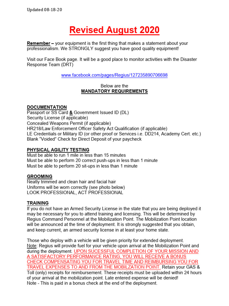 DRT Requirements 08182020 | PDF