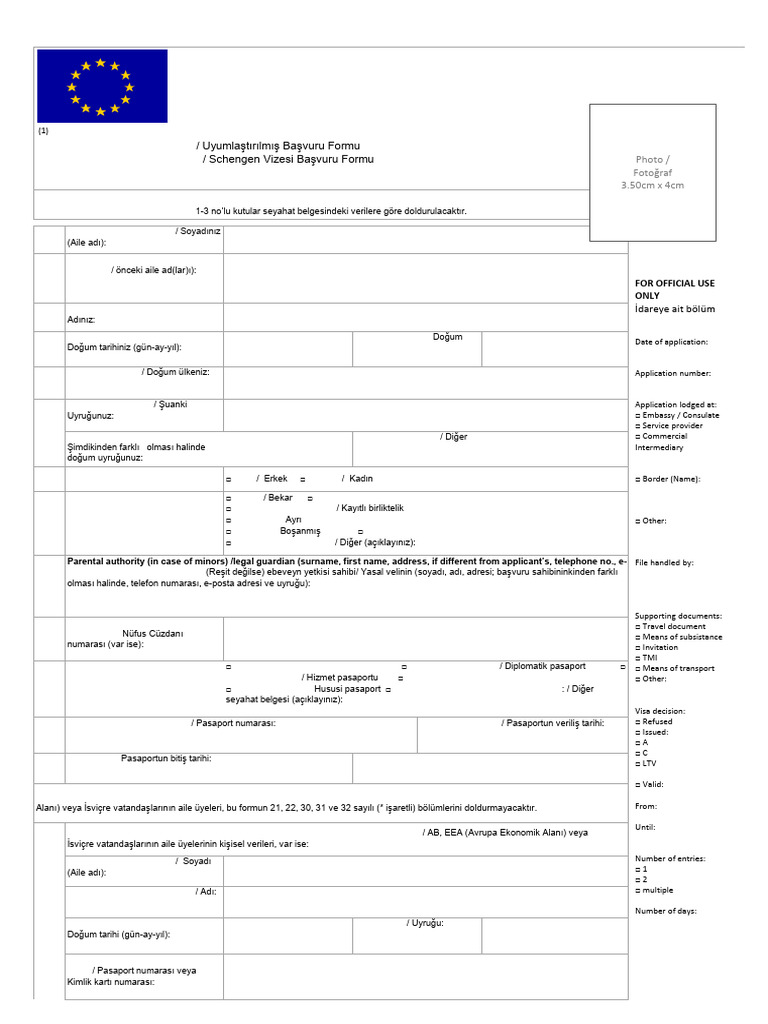 Malta-English-Turkish-Updated-Visa-Application-Form | PDF