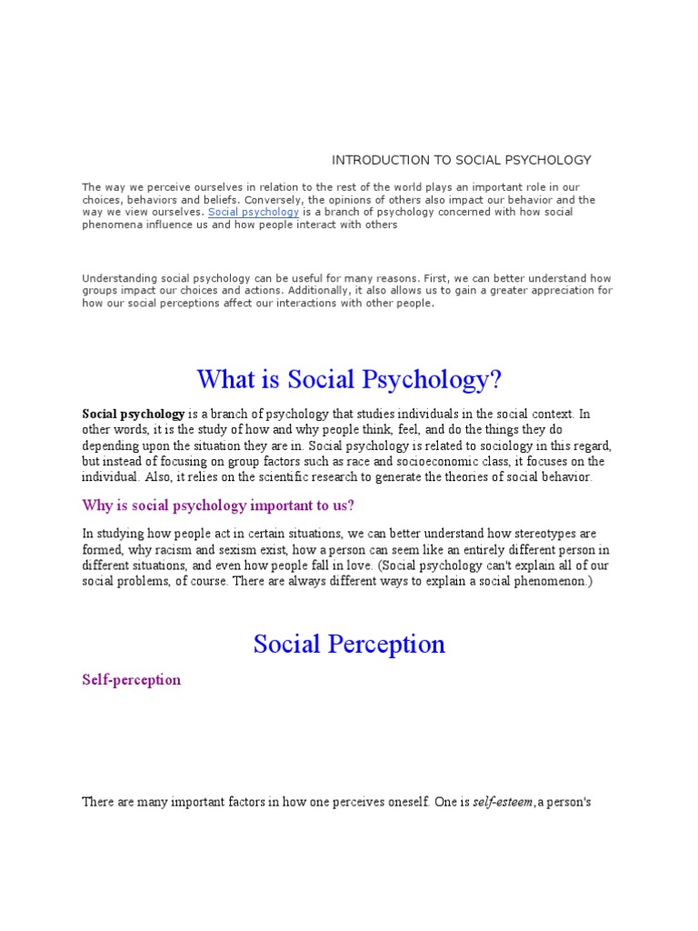 Why Is Social Psychology Important To Us? | PDF | Social Psychology ...