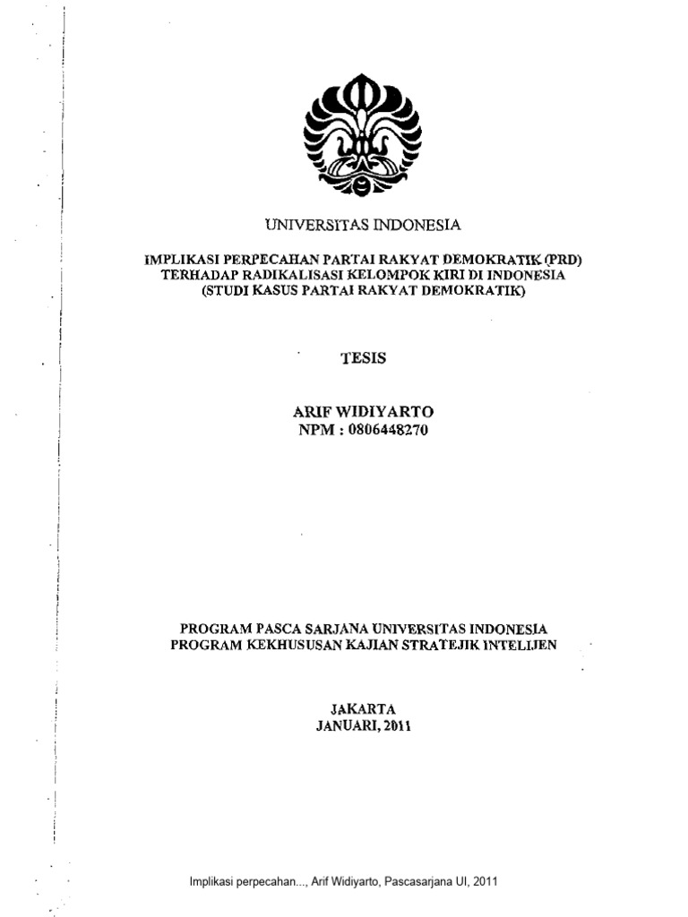 Implikasi Perpecahan..., Arif Widiyarto, Pascasarjana UI, 2011 | PDF