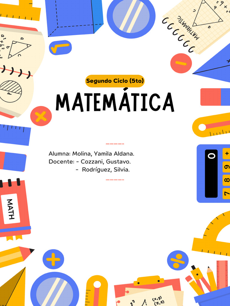 Documento A4 Portada de Matemáticas Ilustrado Multicolor | PDF