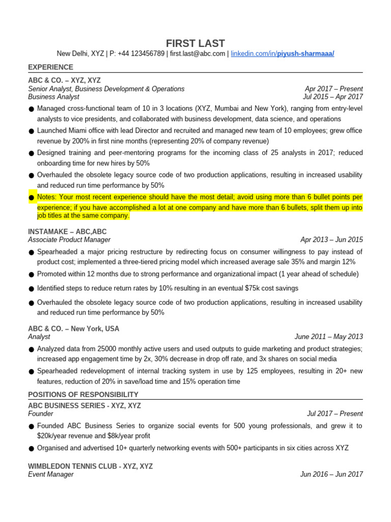 Google Employee Resume Template | PDF