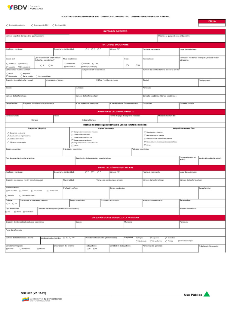 Credimujer BDV Persona Natural | PDF