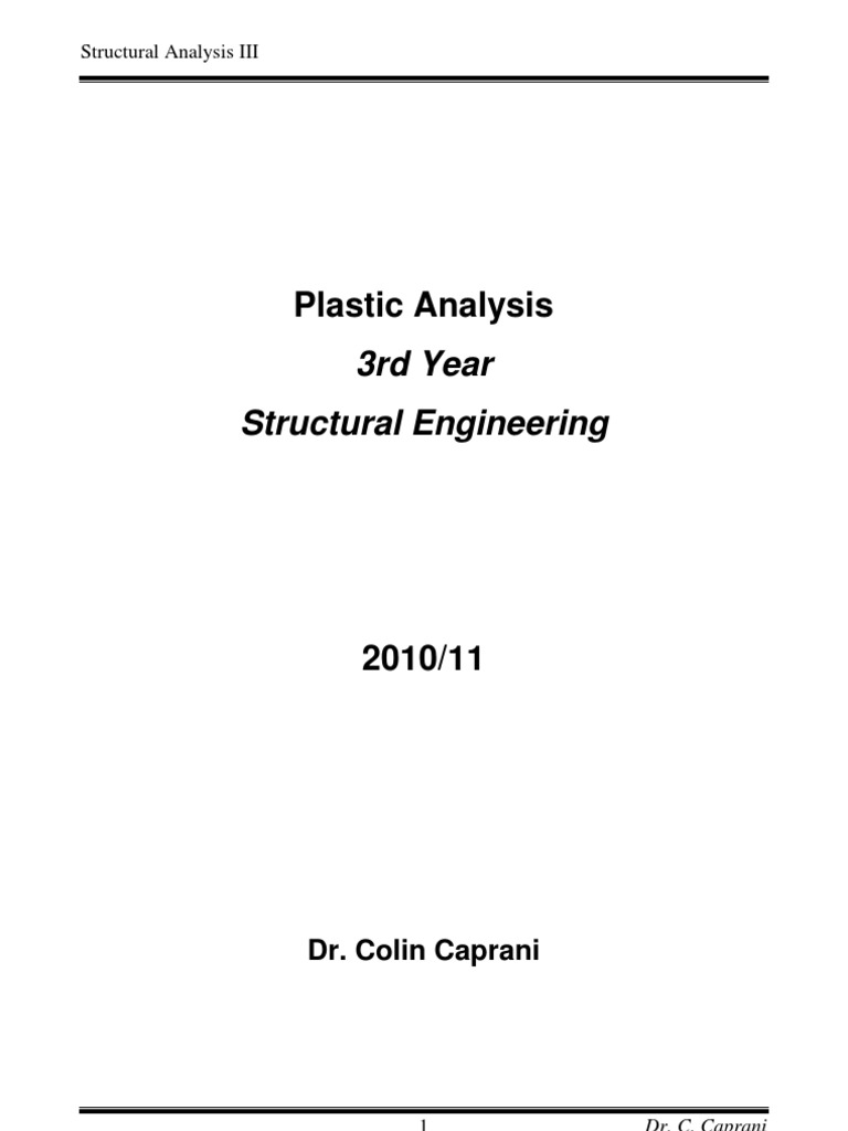 Plastic Analysis 1011 | PDF | Bending | Plasticity (Physics)