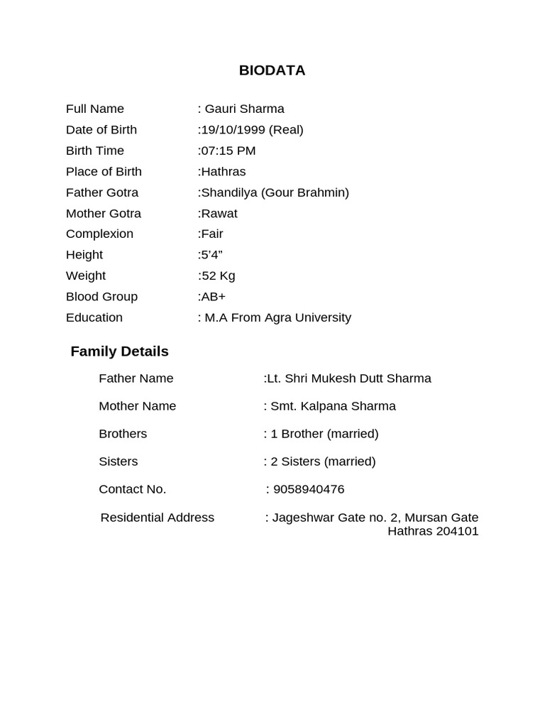 Biodata | PDF