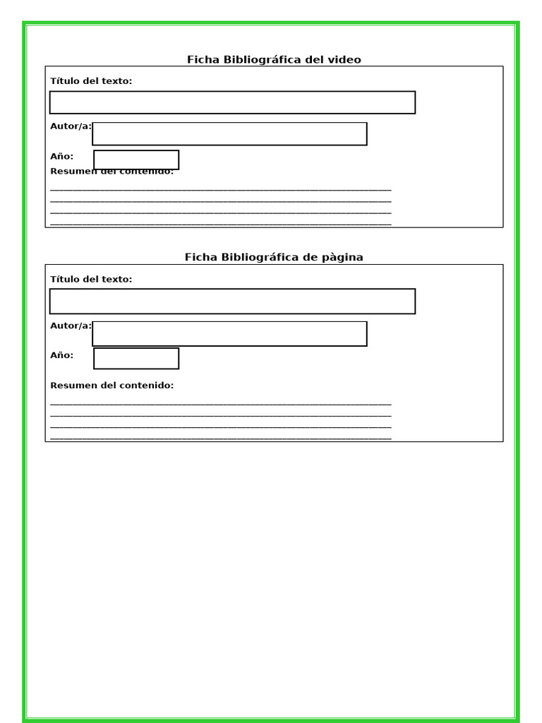 Ficha Bibliográfica en Word | PDF