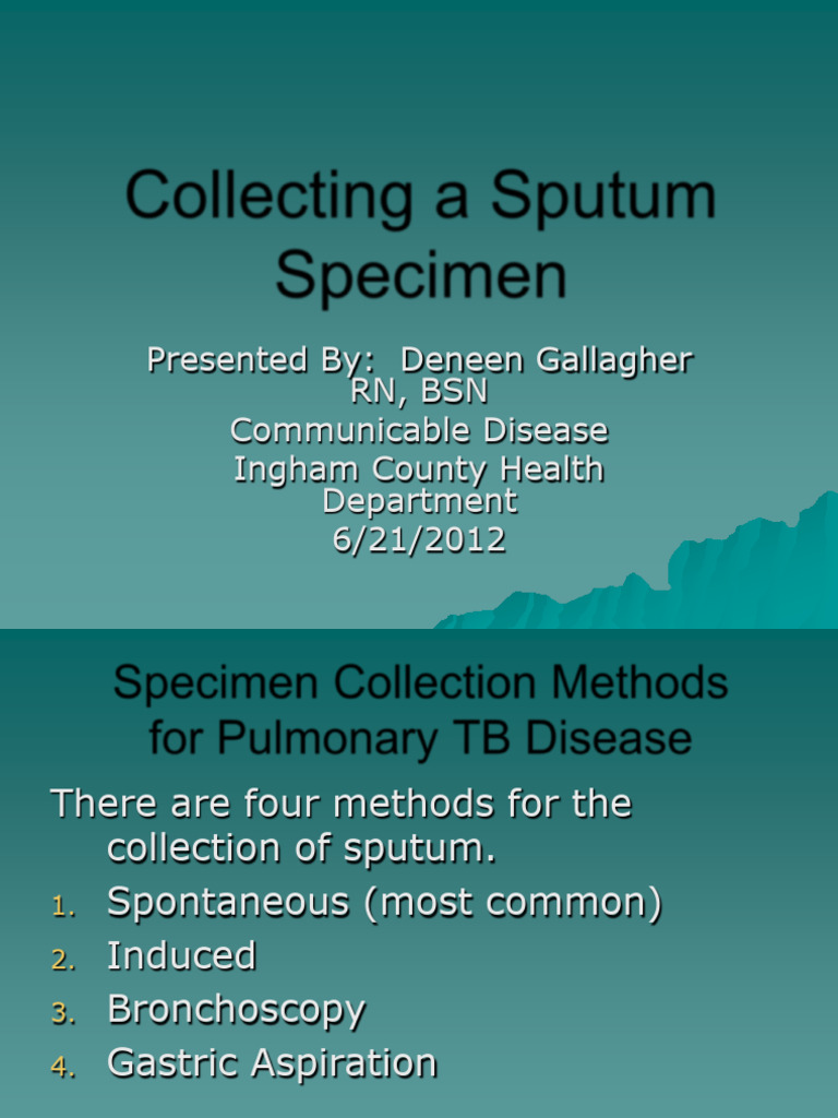 Collecting A Sputum Specimen | PDF