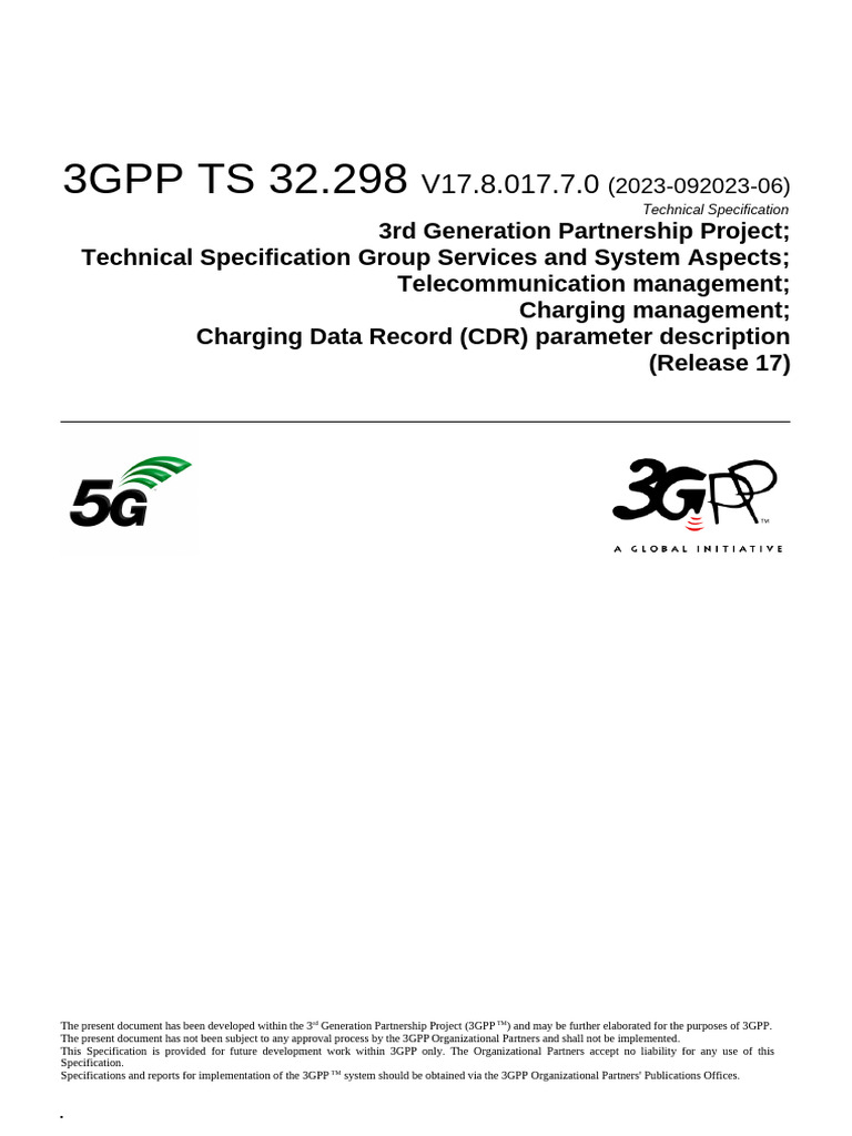 3GPP TS 32.298: Technical Specification | PDF