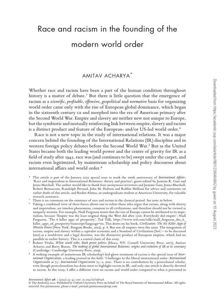 Racism in The Modern World Order | PDF