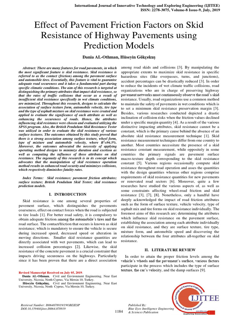 Effect of Pavement Friction Factors On S | PDF